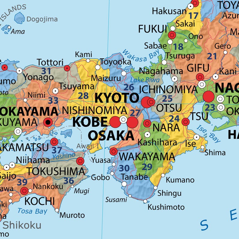 Political Map of Japan (adobe Illustrator, PDF) - Etsy