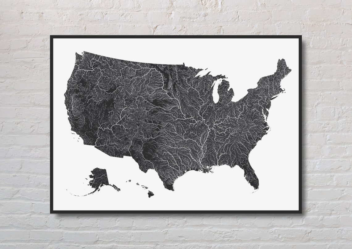 Printable United States River Map - Etsy