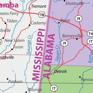 Political Map of Alabama adobe Illustrator, PDF: Vector, Printable ...