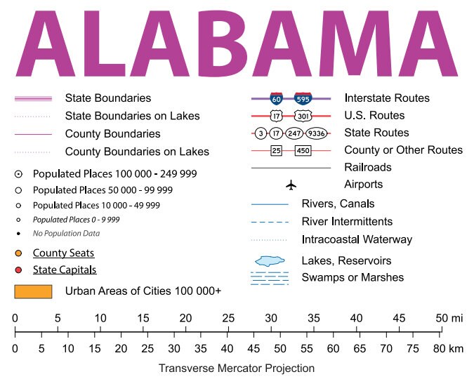 Political Map of Alabama adobe Illustrator, PDF: Vector, Printable ...