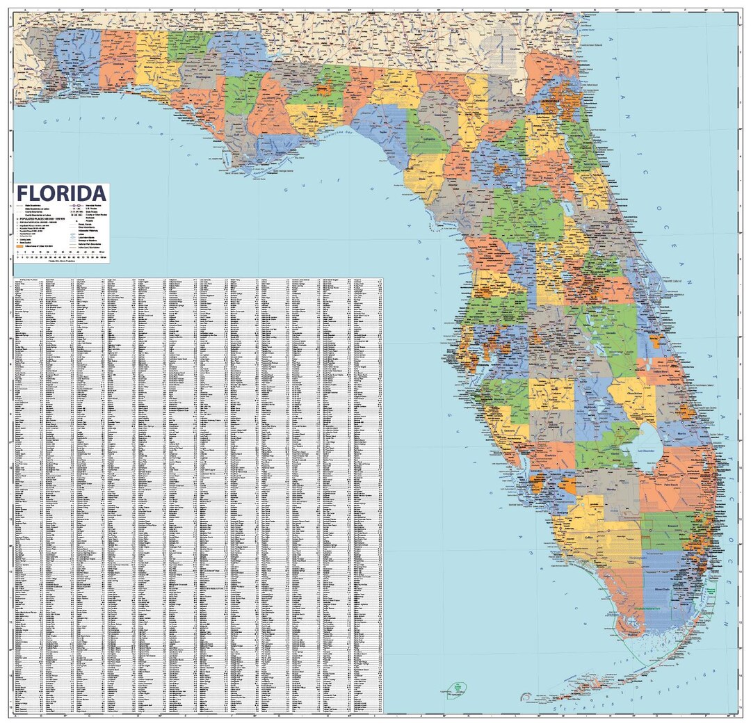 Political Map of Florida (adobe Illustrator, PDF) - Etsy