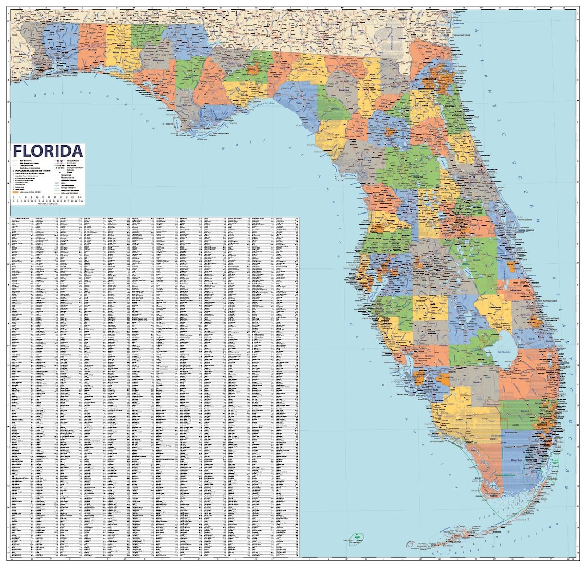 Political Map of Florida (adobe Illustrator, PDF) - Etsy