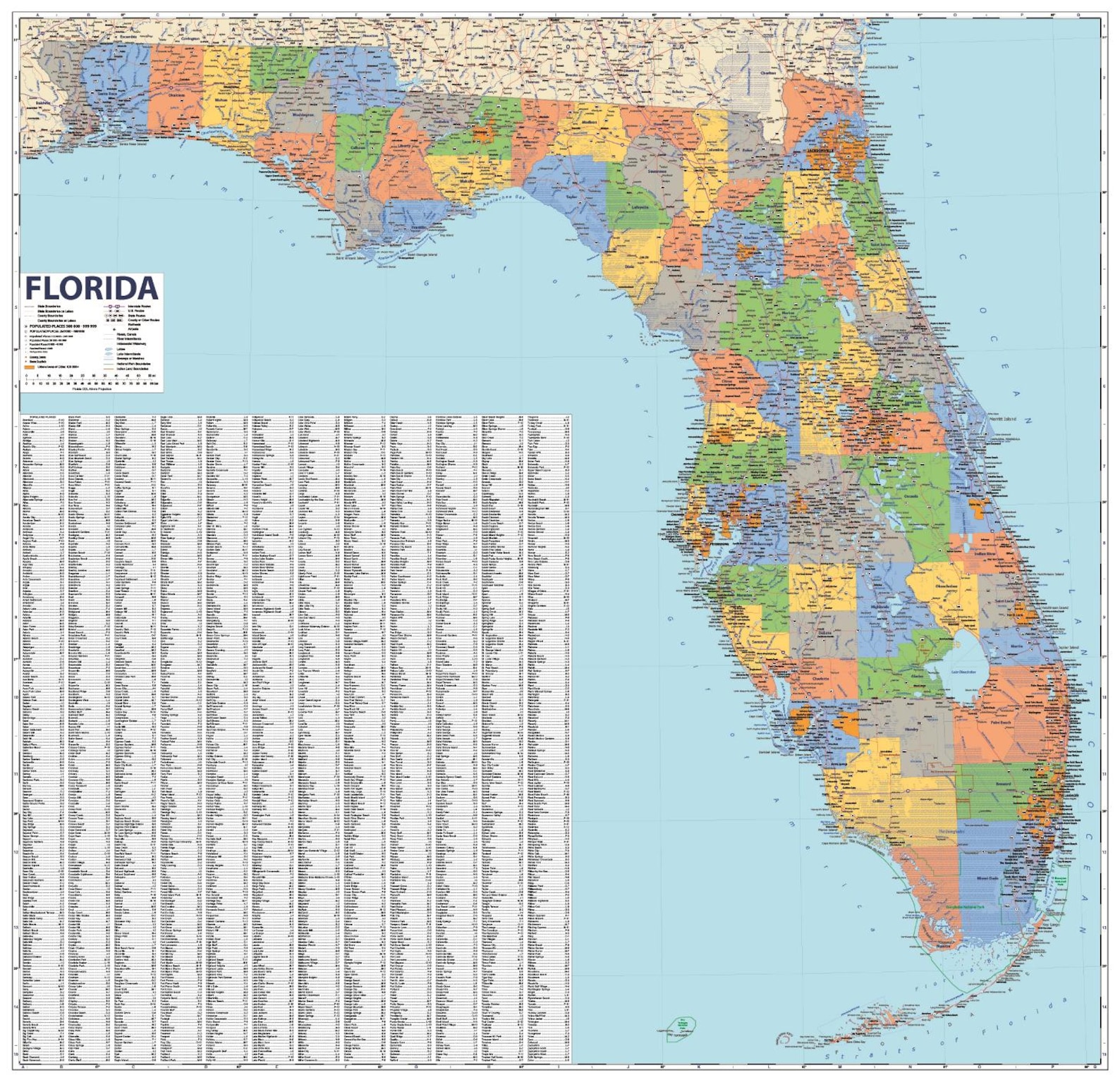 Political Map of Florida (adobe Illustrator, PDF) - Etsy