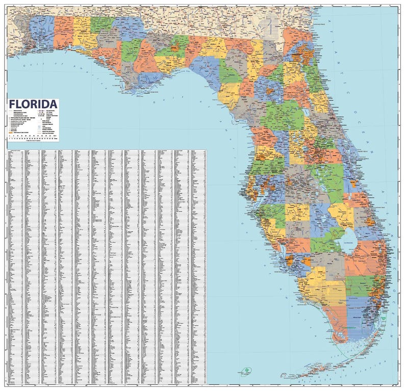 Political Map of Florida (adobe Illustrator, PDF) - Etsy