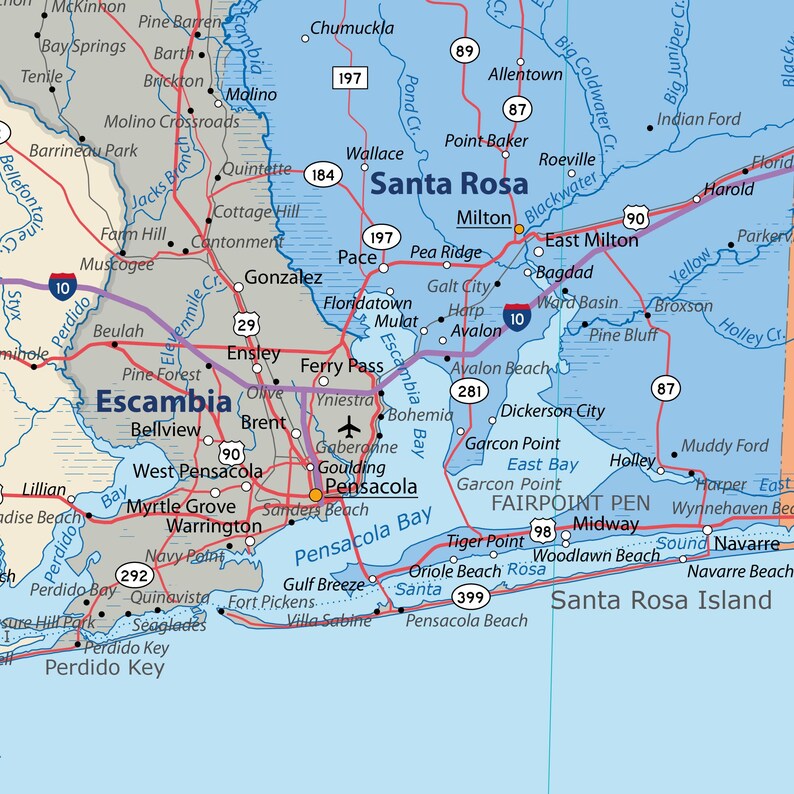 Political Map of Florida (adobe Illustrator, PDF) - Etsy