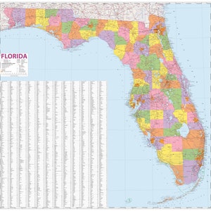 Political Map of Florida adobe Illustrator, PDF: Vector, Printable ...