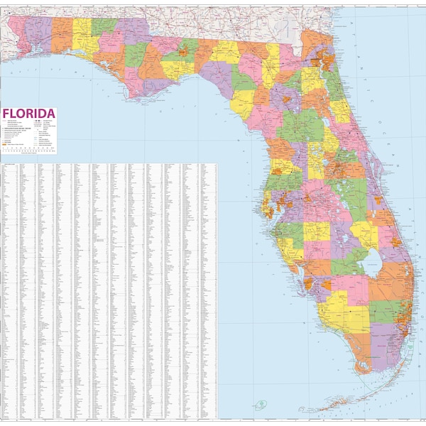 Map of Florida Printable - Etsy