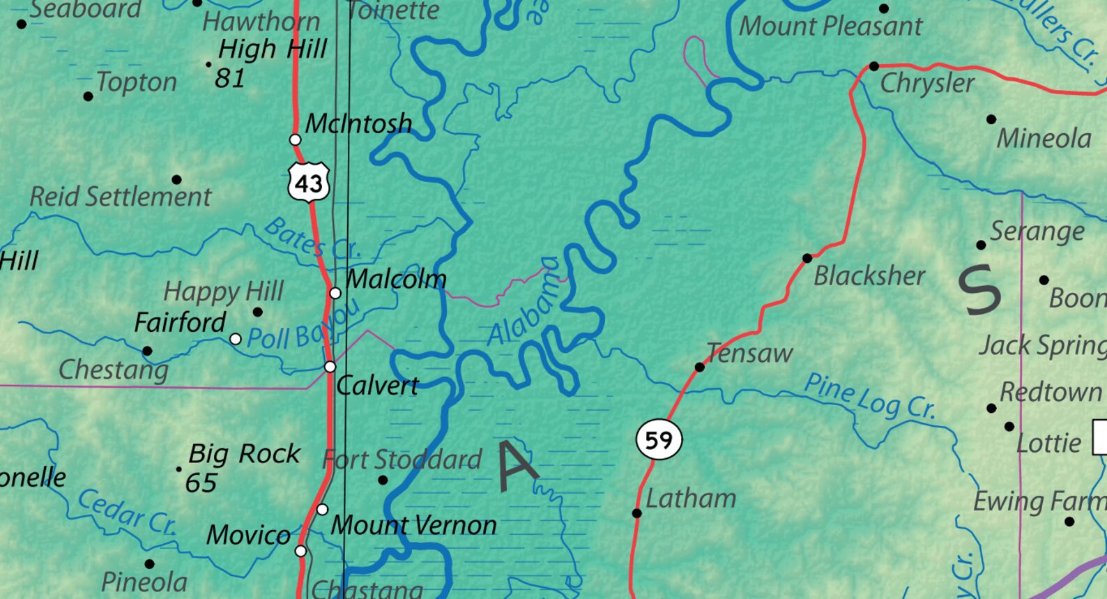 Physical Map of Alabama meters adobe Illustrator, PDF: Vector ...