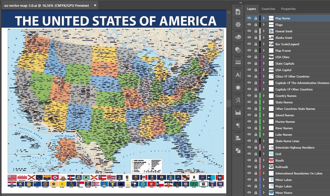 US Vector Map (adobe Illustrator) - Etsy
