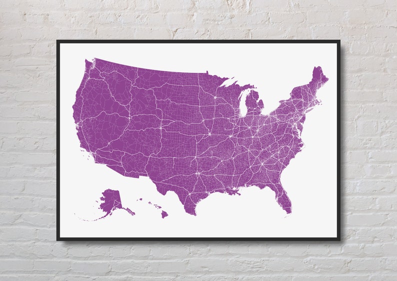 Printable United States Road Map - Etsy