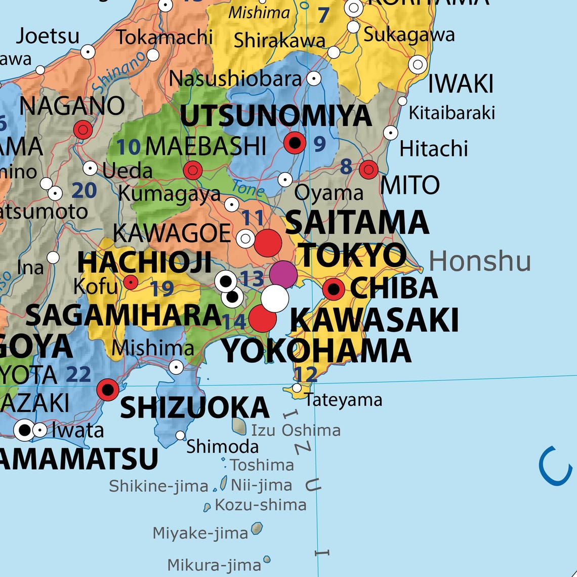 Political Map of Japan (adobe Illustrator, PDF) - Etsy