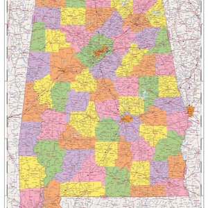 Political Map of Alabama adobe Illustrator, PDF: Vector, Printable ...