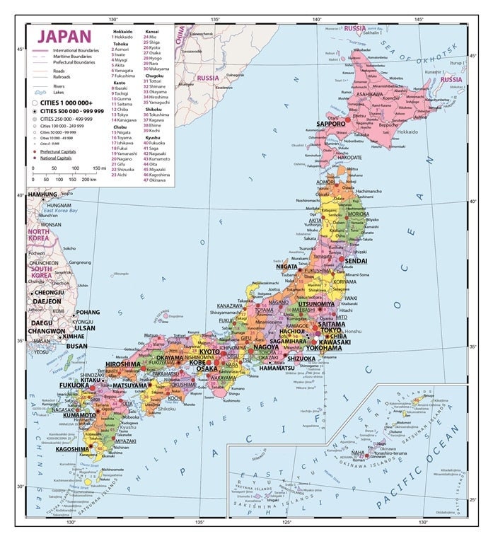 Political Map of Japan Adobe Illustrator PDF: Vector | Etsy