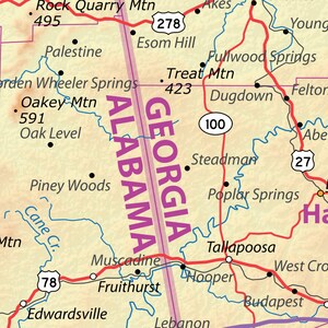 Physical Map of Alabama meters With Location Key adobe - Etsy