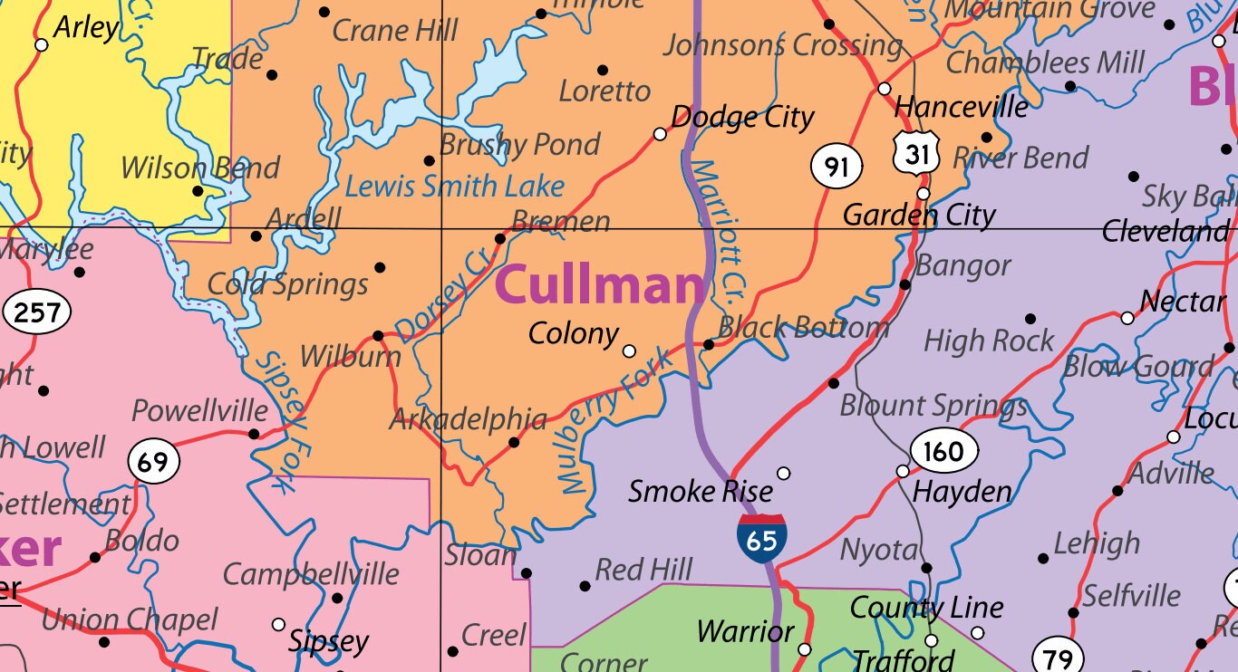 Political Map of Alabama adobe Illustrator, PDF: Vector, Printable ...