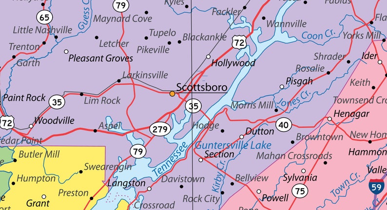 Political Map of Alabama adobe Illustrator, PDF: Vector, Printable ...
