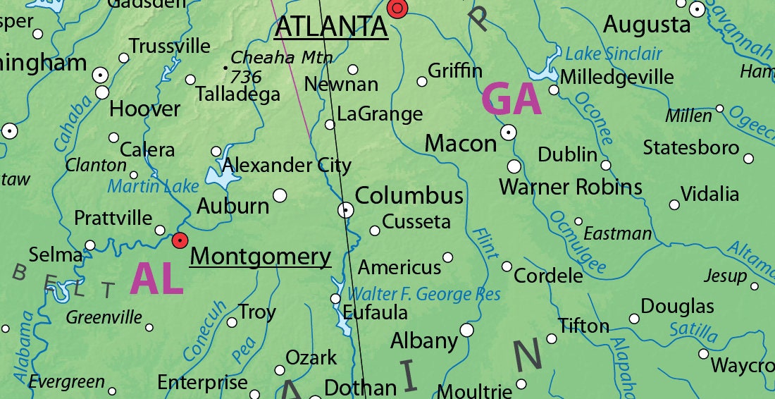Physical Map of the United States meters adobe Illustrator, PDF: Vector ...