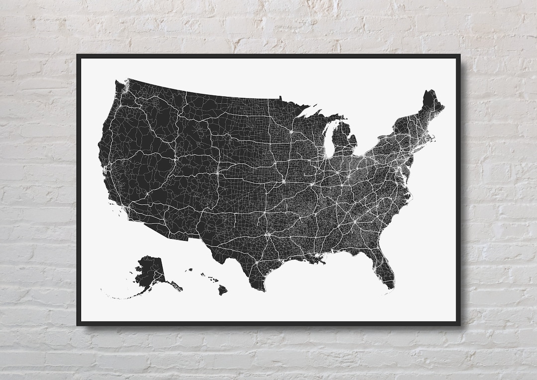 Printable United States Road Map - Etsy