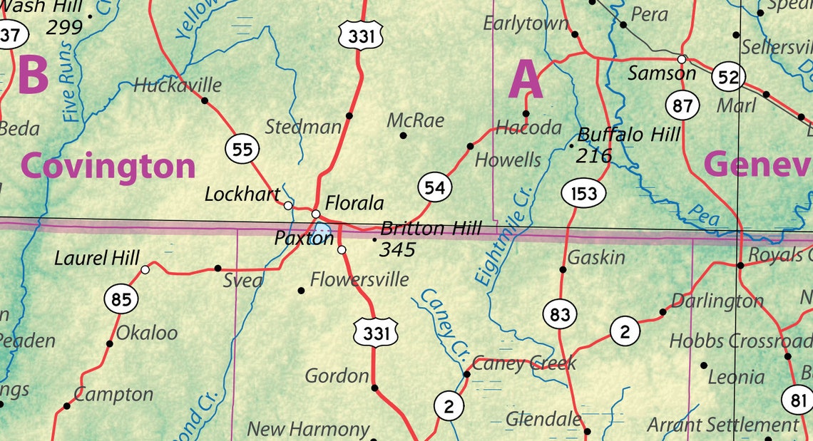 Physical Map of Florida feet adobe Illustrator PDF: - Etsy