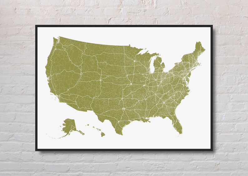 Printable United States Road Map - Etsy