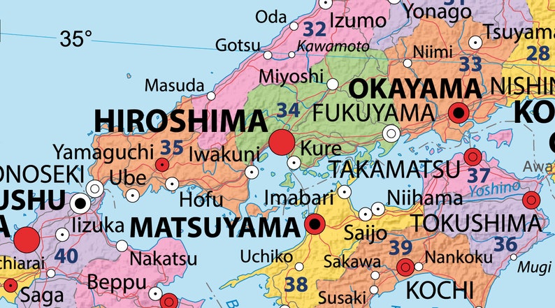 Political Map of Japan adobe Illustrator, PDF: Vector, Printable ...