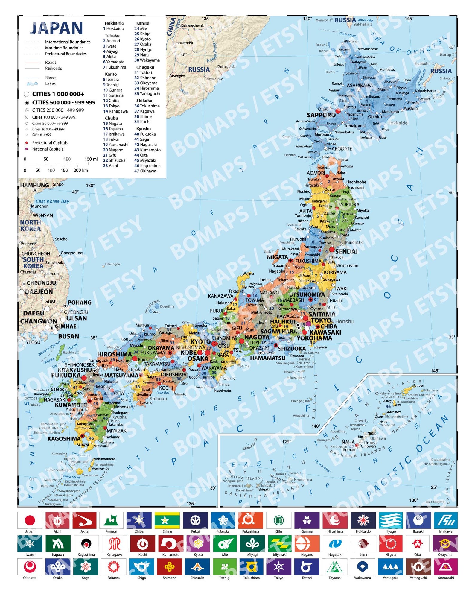 Political Map of Japan (adobe Illustrator, PDF) - Etsy
