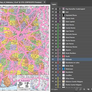 Political Map of Alabama adobe Illustrator, PDF: Vector, Printable ...