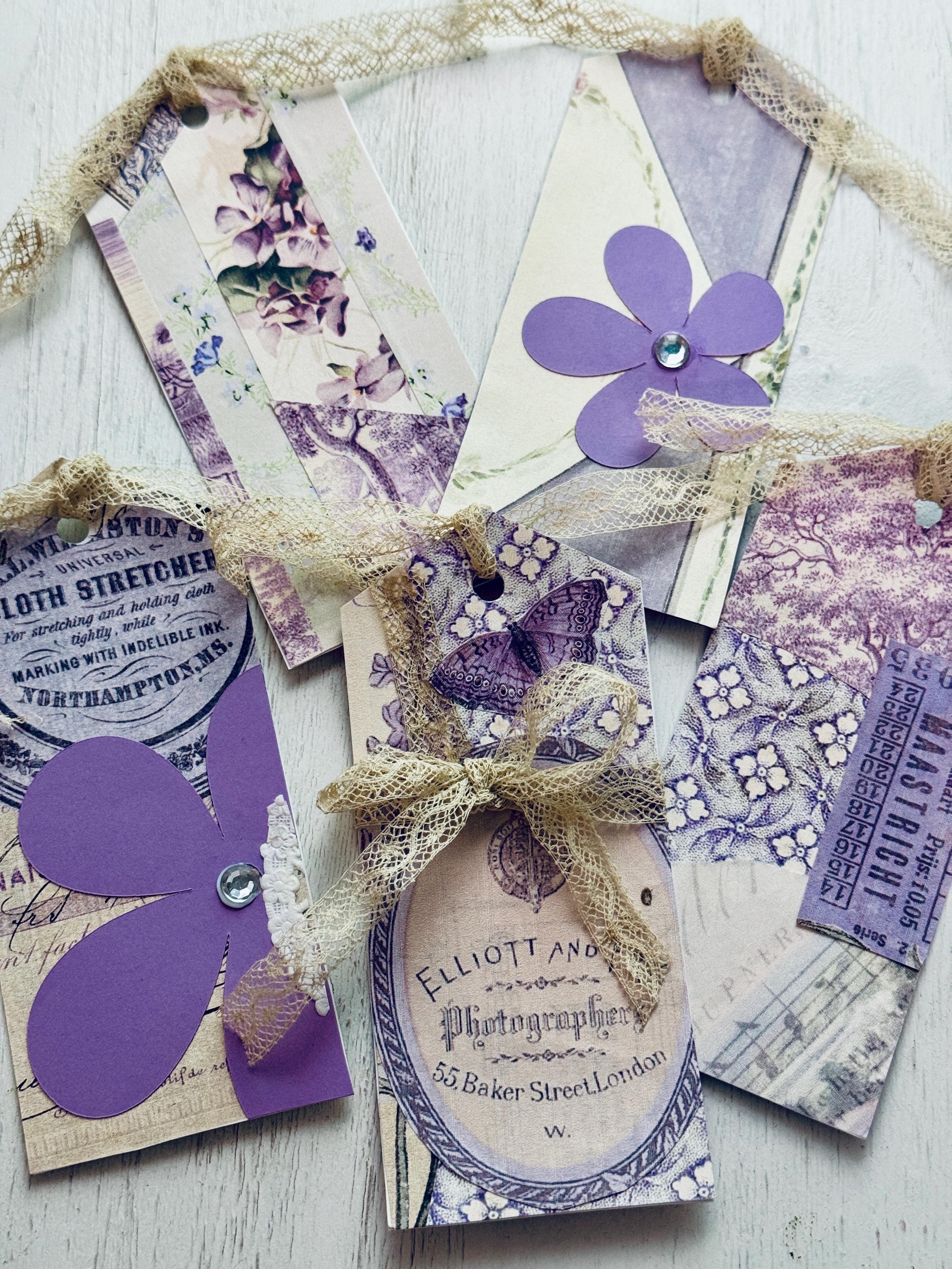 Set of 5 Purple Tags for Gifts or Junk Journaling - Etsy