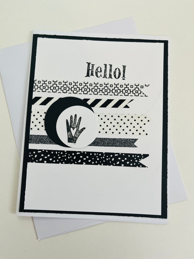 Hello Handmade Cards | Hello | Black and White | Set of 6 - Etsy