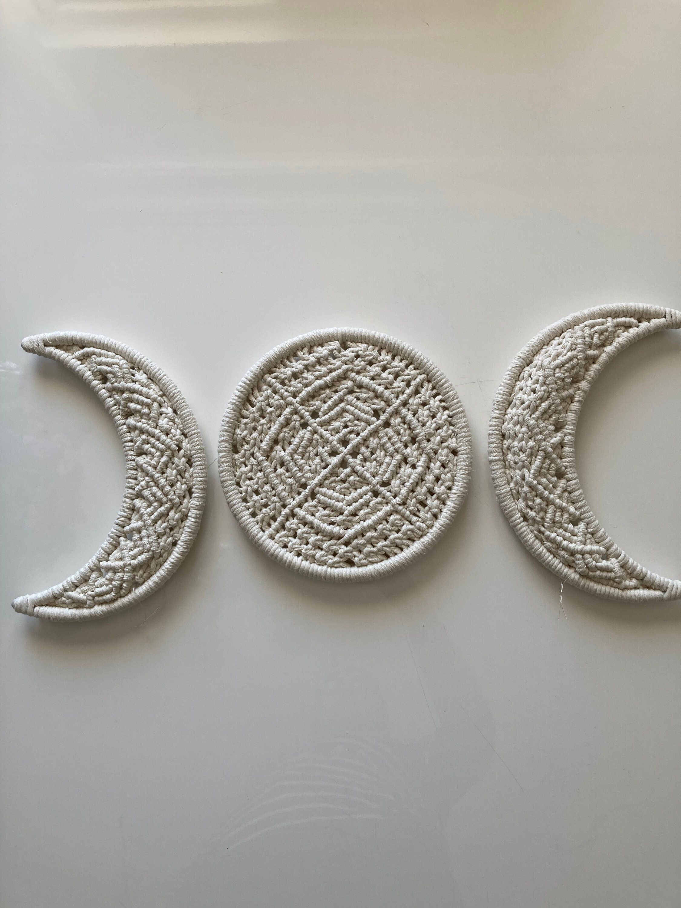 Set of Three Macrame Moon Phase ,crescent Moon and Full Moo ,handmade ...
