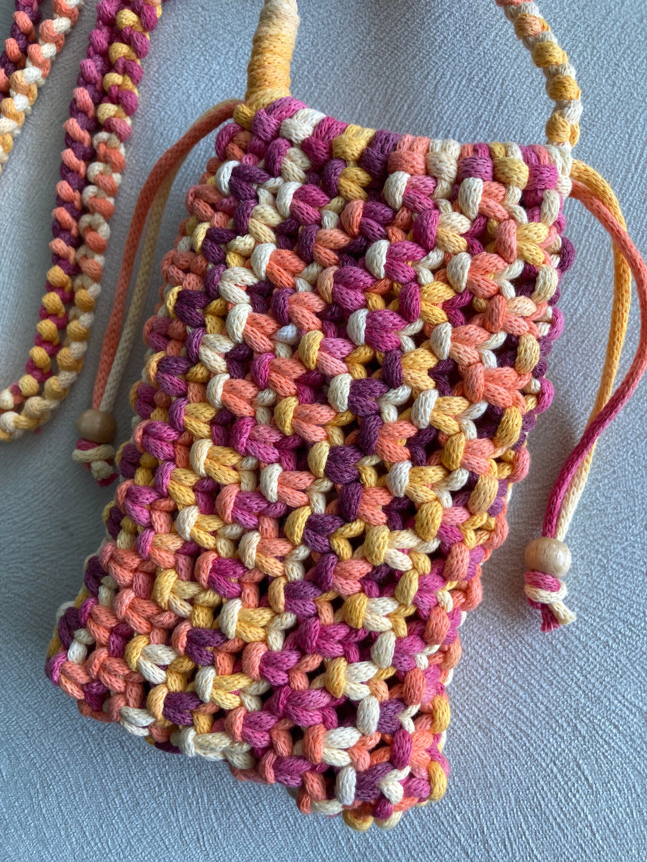 Macrame Multicolor Crossbody Bag Boho Cell Phone Purse - Etsy