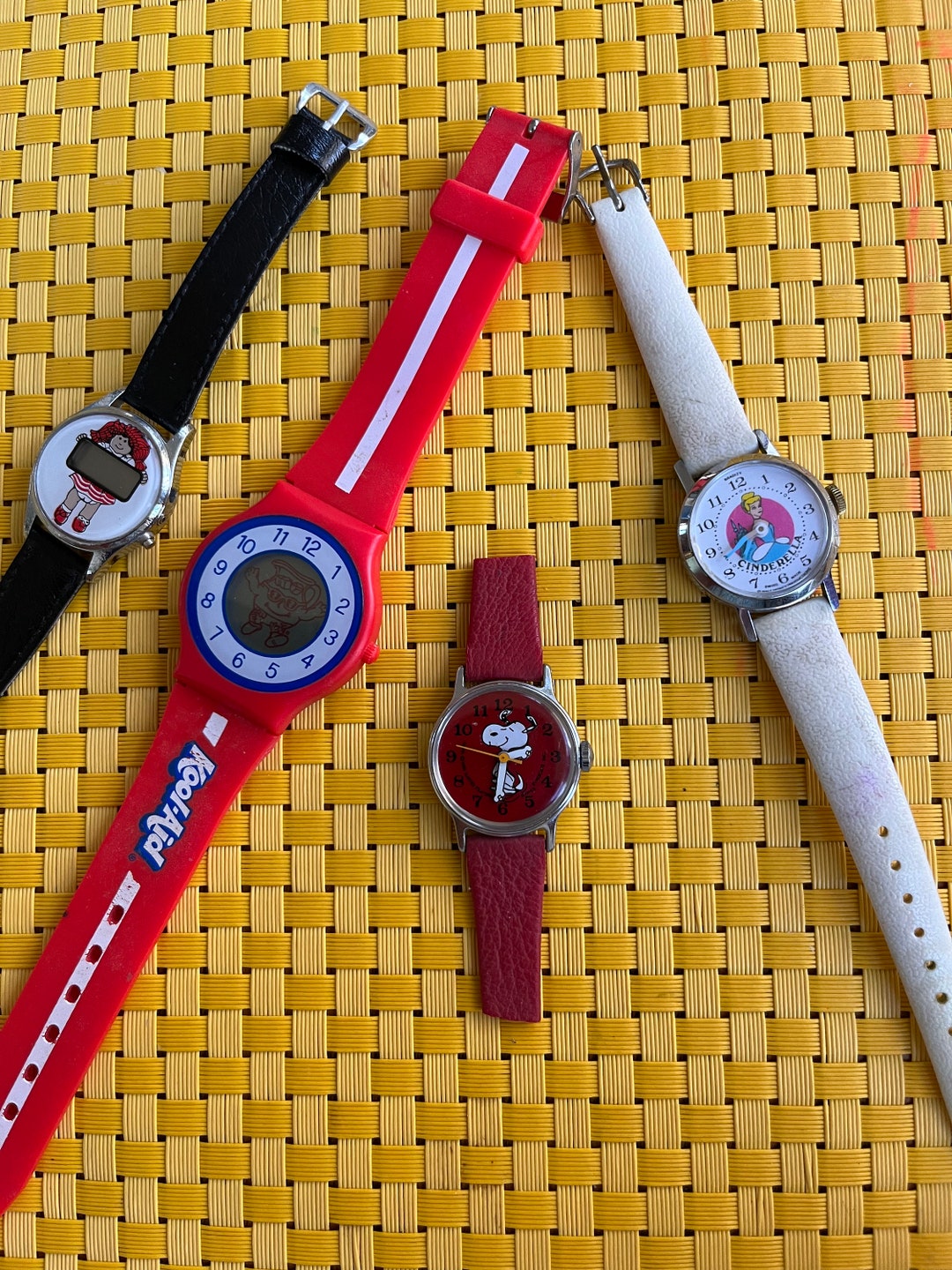 Four Rare Vintage Character Watches Snoopy Cinderella Kool - Etsy
