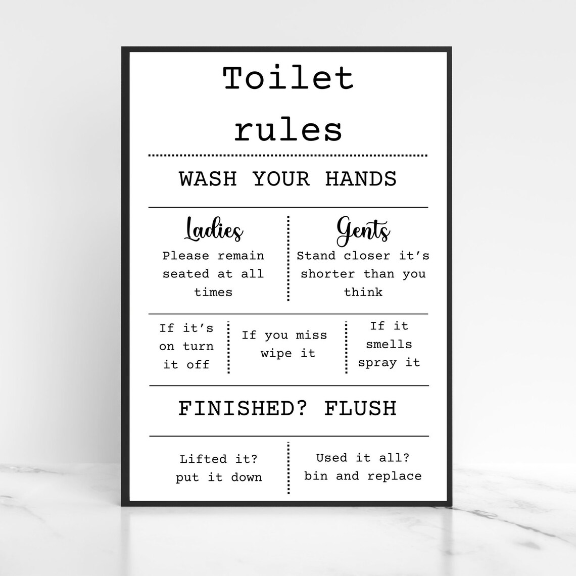 Toilet Rules Printable Digital Download - Etsy