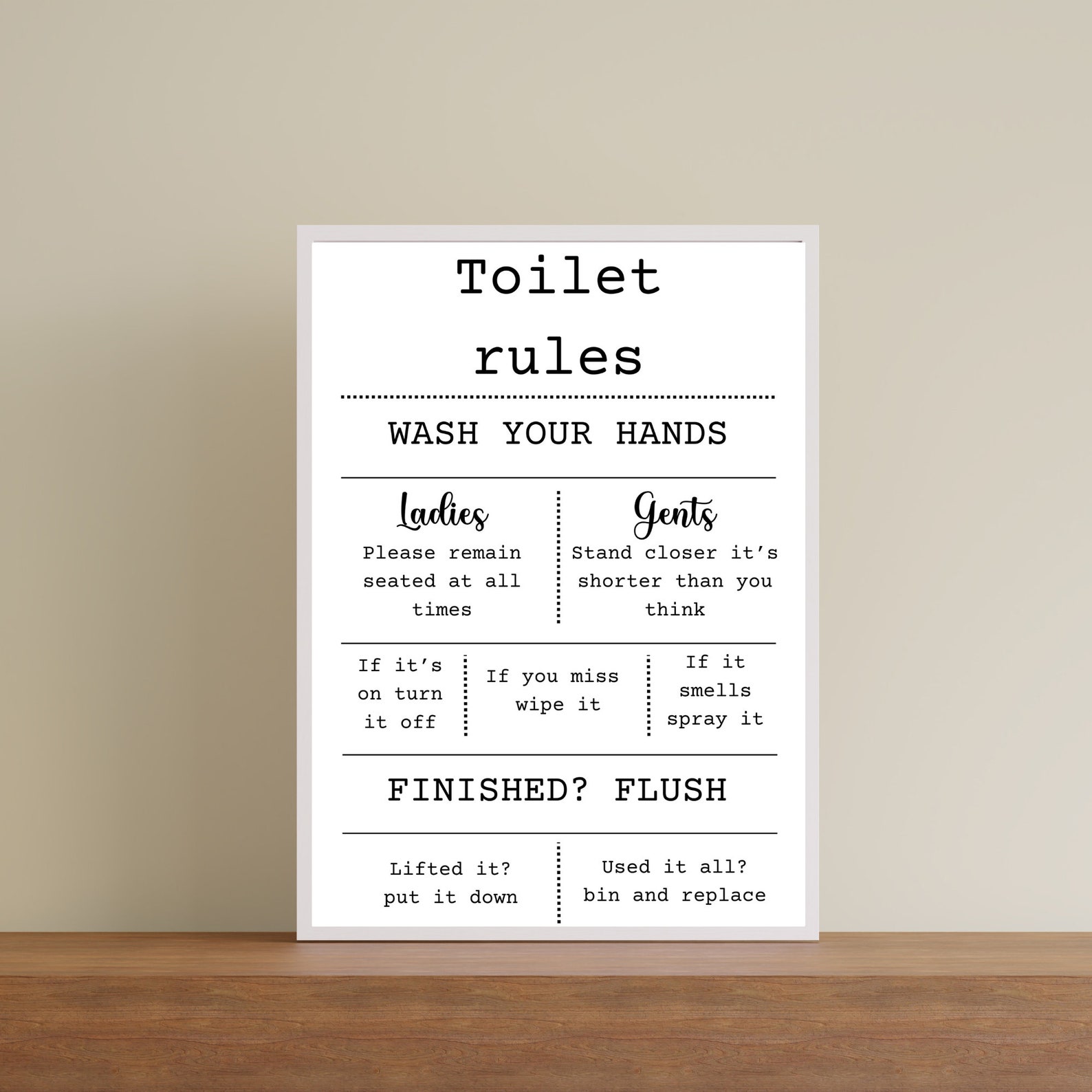 Toilet Rules Printable Digital Download - Etsy