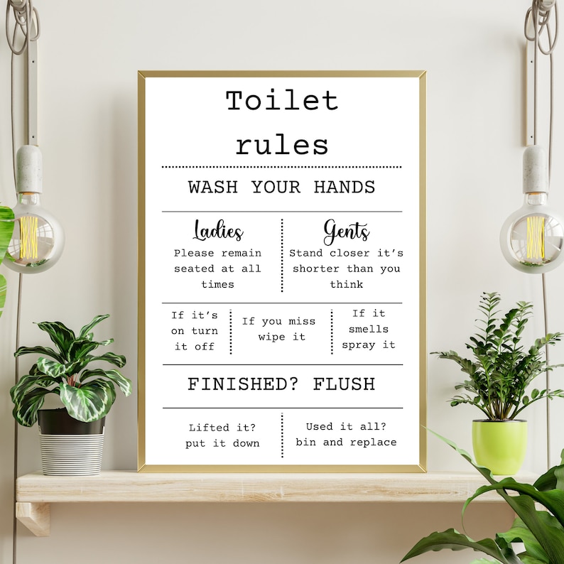 Toilet Rules Printable Digital Download - Etsy