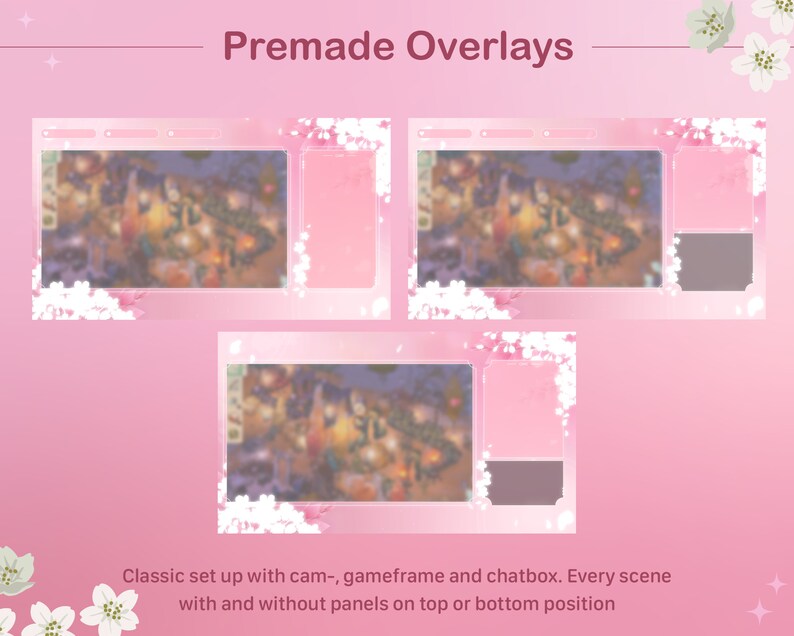 Pink Twitch Overlay Nature | Cozy Garden Vtuber Overlay | Forest Stream ...