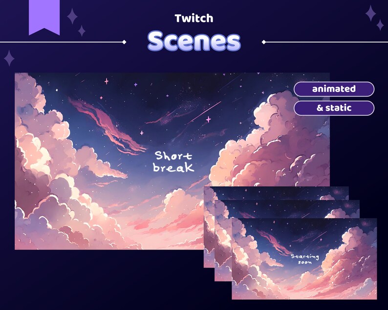 Animated Twitch Scene Starry Night Cozy Star Intermission Screen Stream ...