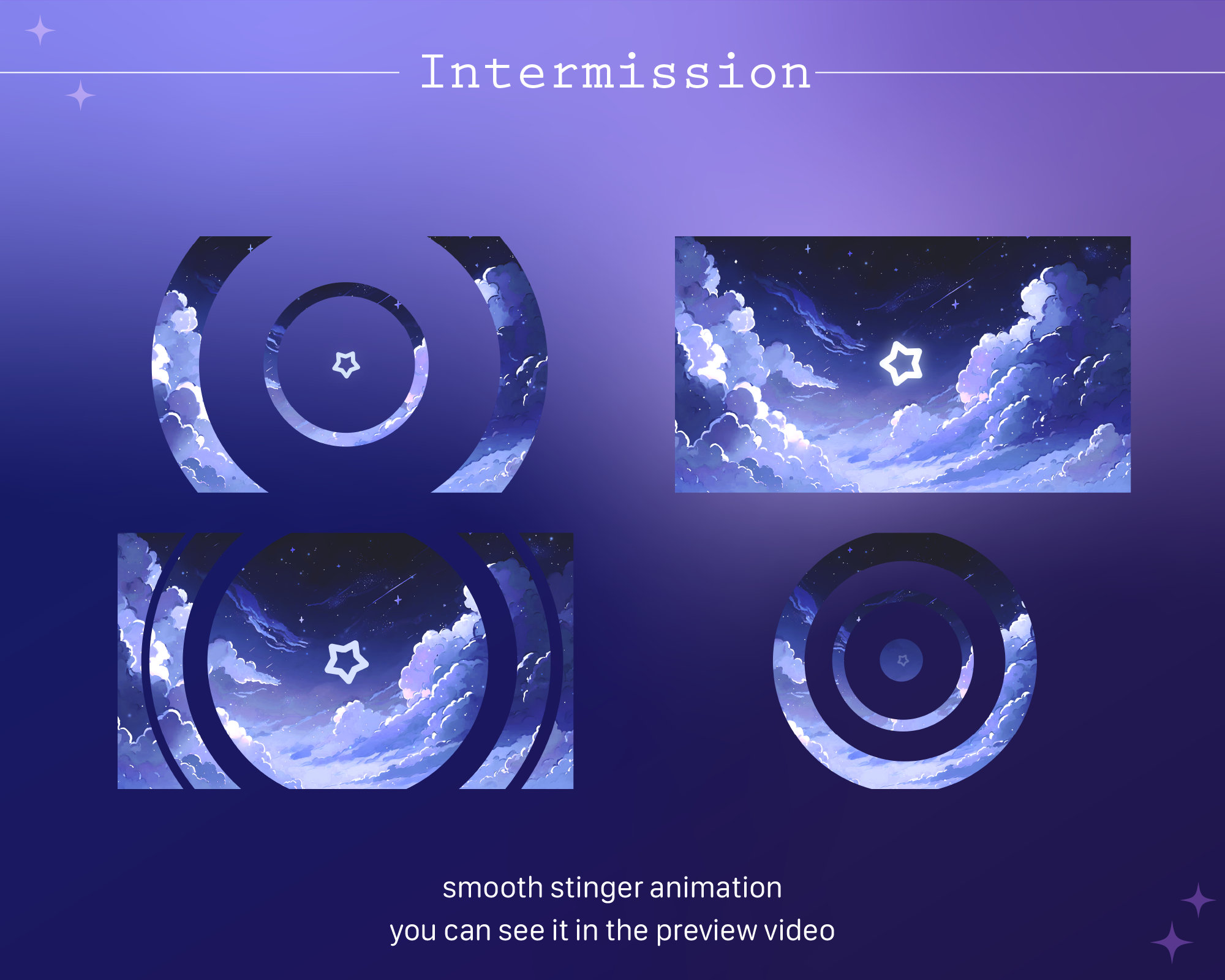 Animated Twitch Overlay Starry Night Dark Blue Cosmic Stars - Etsy UK