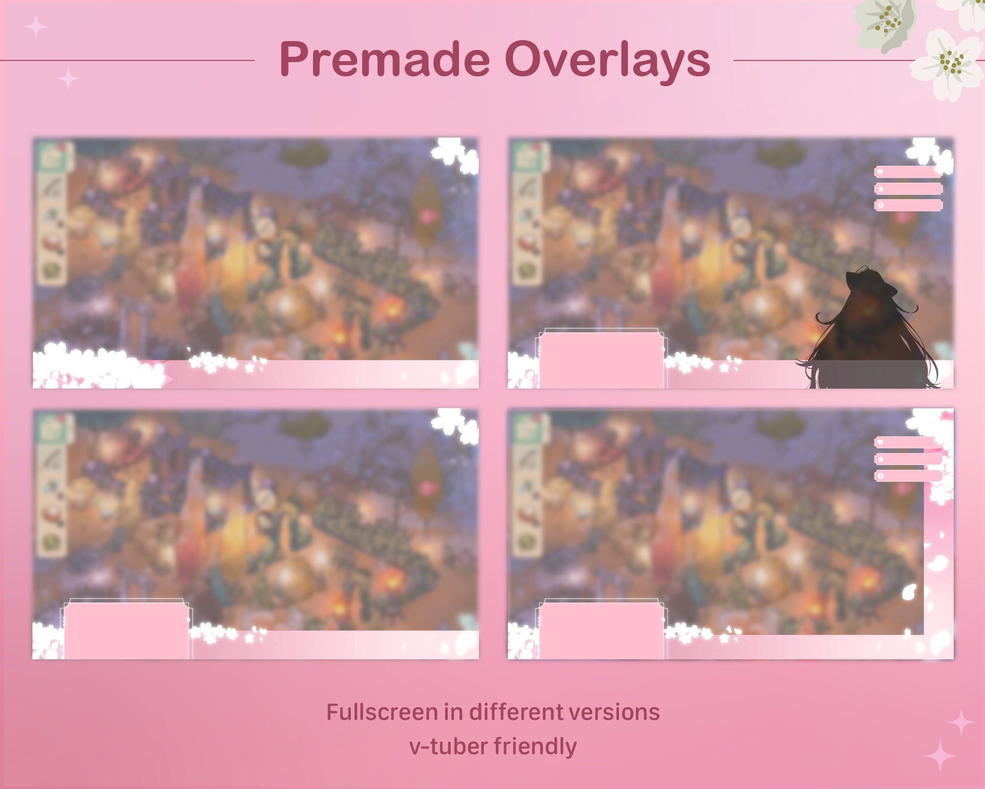 Pink Twitch Overlay Nature | Cozy Garden Vtuber Overlay | Forest Stream ...