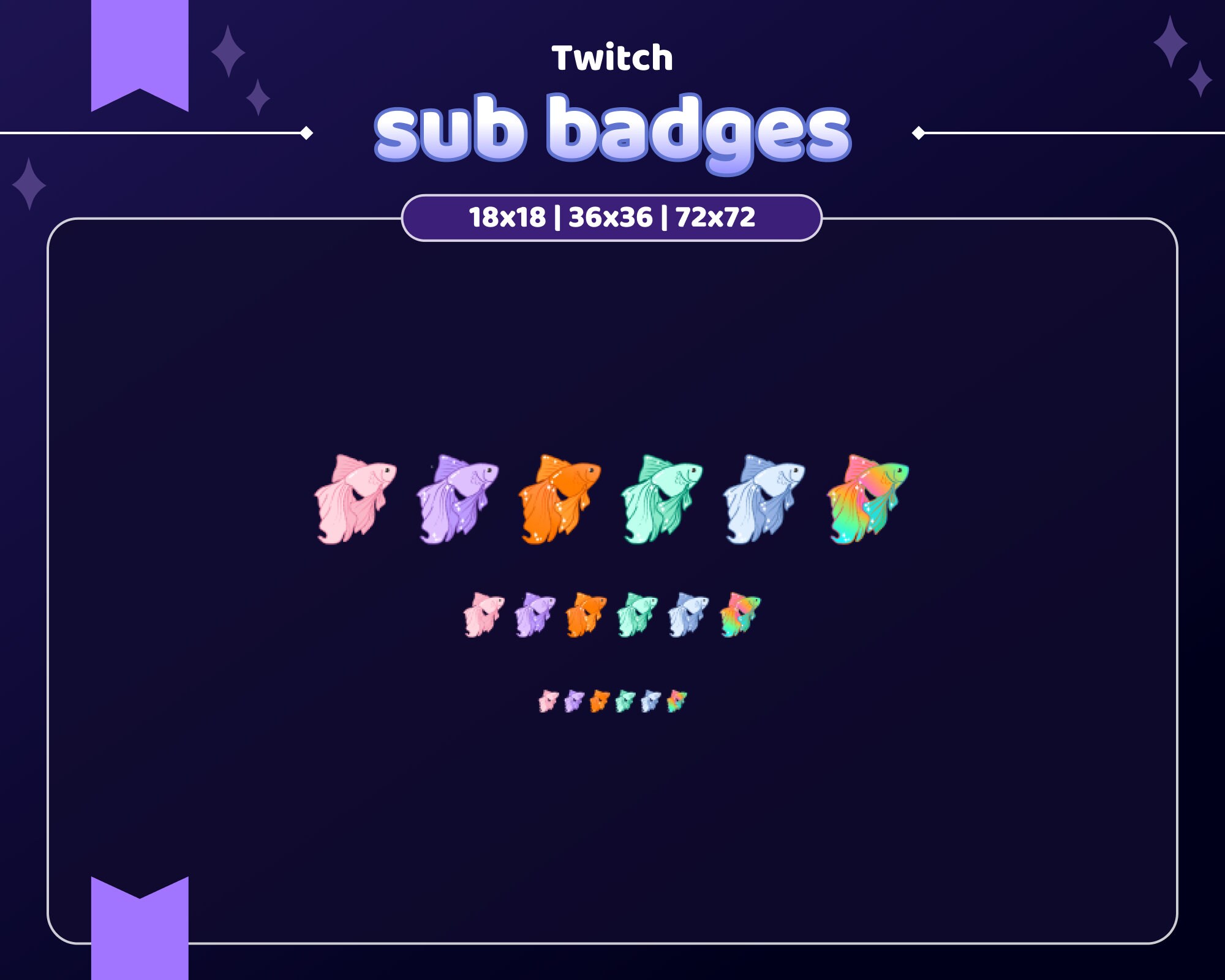 Cute Fish Stream Sub Badges Twitch Pastel Sub Badge Gradient Goldfish ...