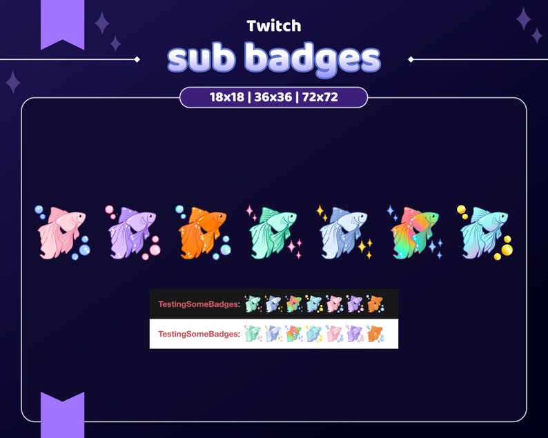 Cute Fish Stream Sub Badges Twitch Pastel Sub Badge Gradient Goldfish ...