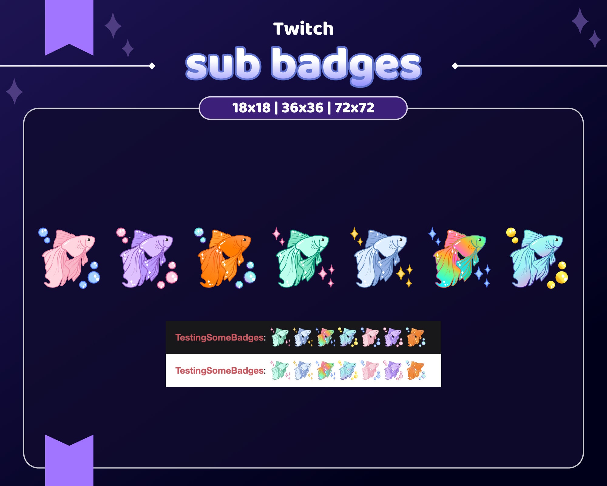 Cute Fish Stream Sub Badges Twitch Pastel Sub Badge Gradient Goldfish ...