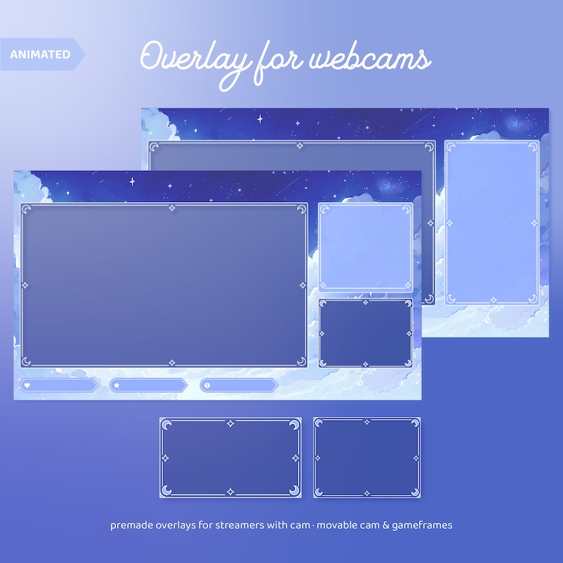 Animated Twitch Overlay Starry Night Light Blue | Cosmic Stars Stream ...