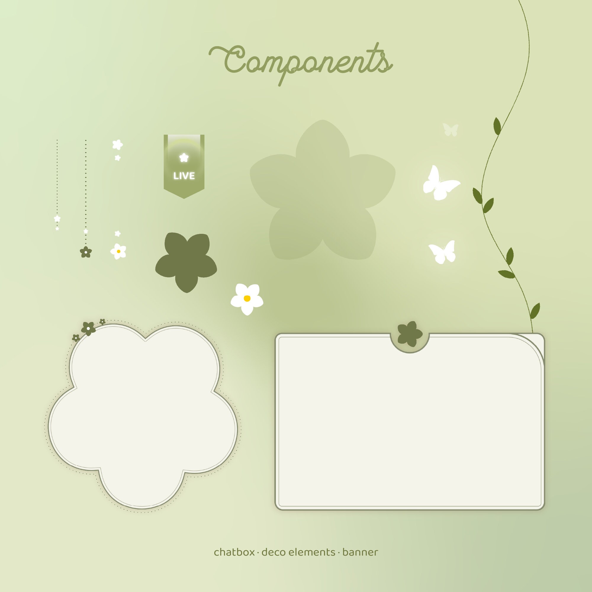 Animated Vtuber Overlay Butterfly Flower Pink Green Nature Blossom ...