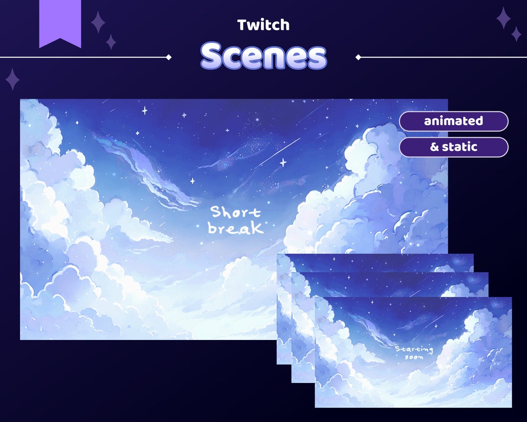 Twitch Animated Scenes Starry Night Ligh Blue Cosmic Stars Intermission ...