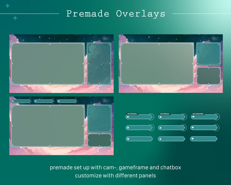 Animated Twitch Overlay Starry Night Dark Teal | Cosmic Stars Stream ...