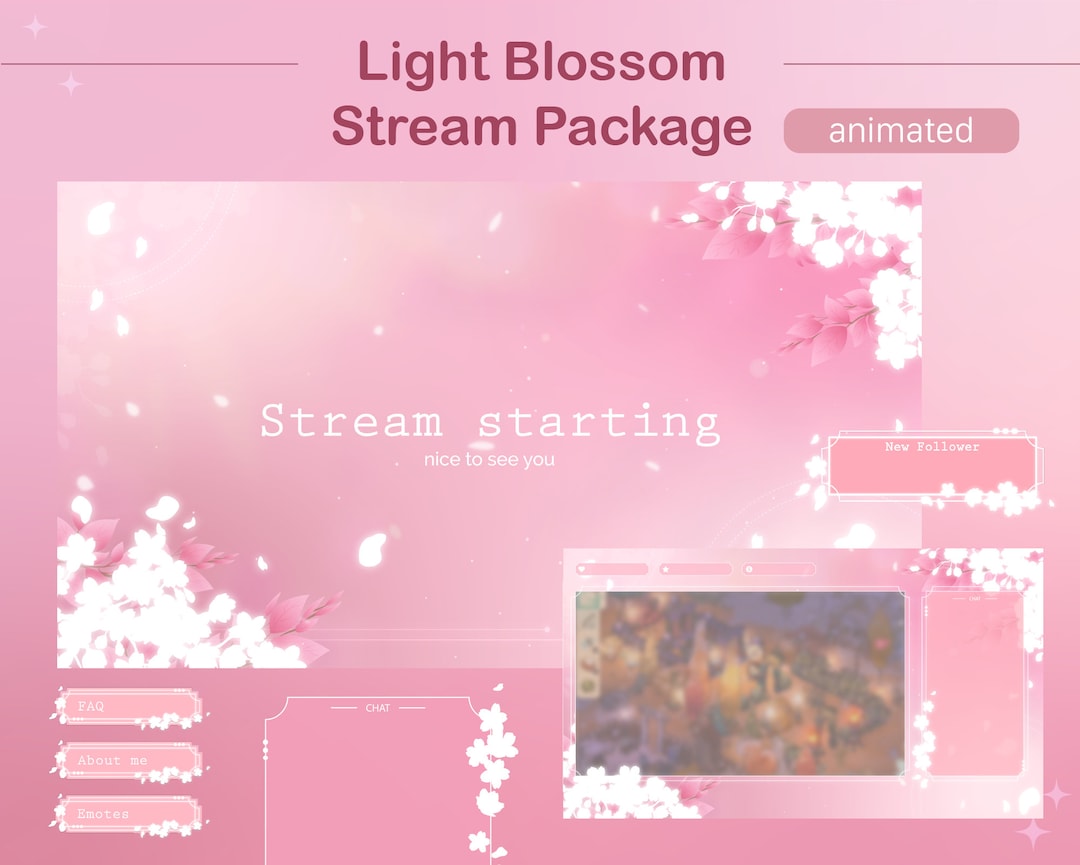 Pink Twitch Overlay Nature | Cozy Garden Vtuber Overlay | Forest Stream ...