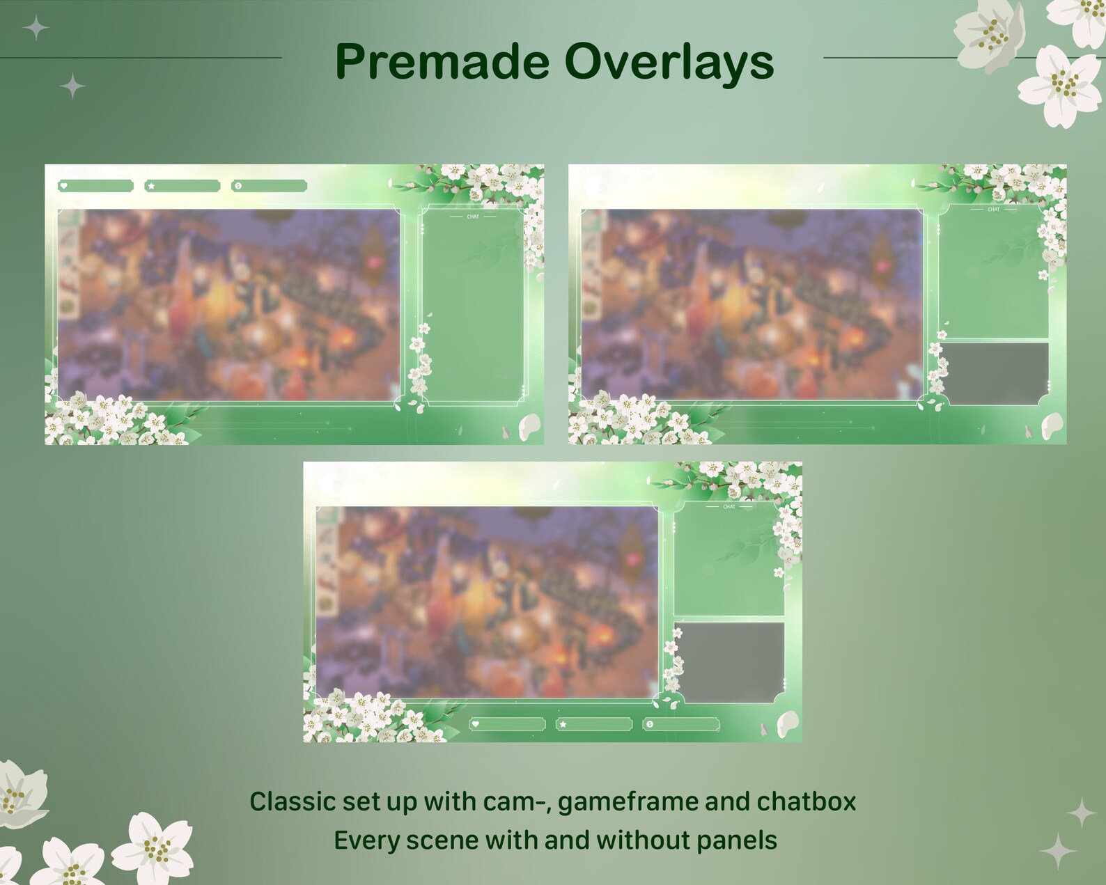 Twitch Overlay Nature Stream Package Green Vtuber Background Cozy ...