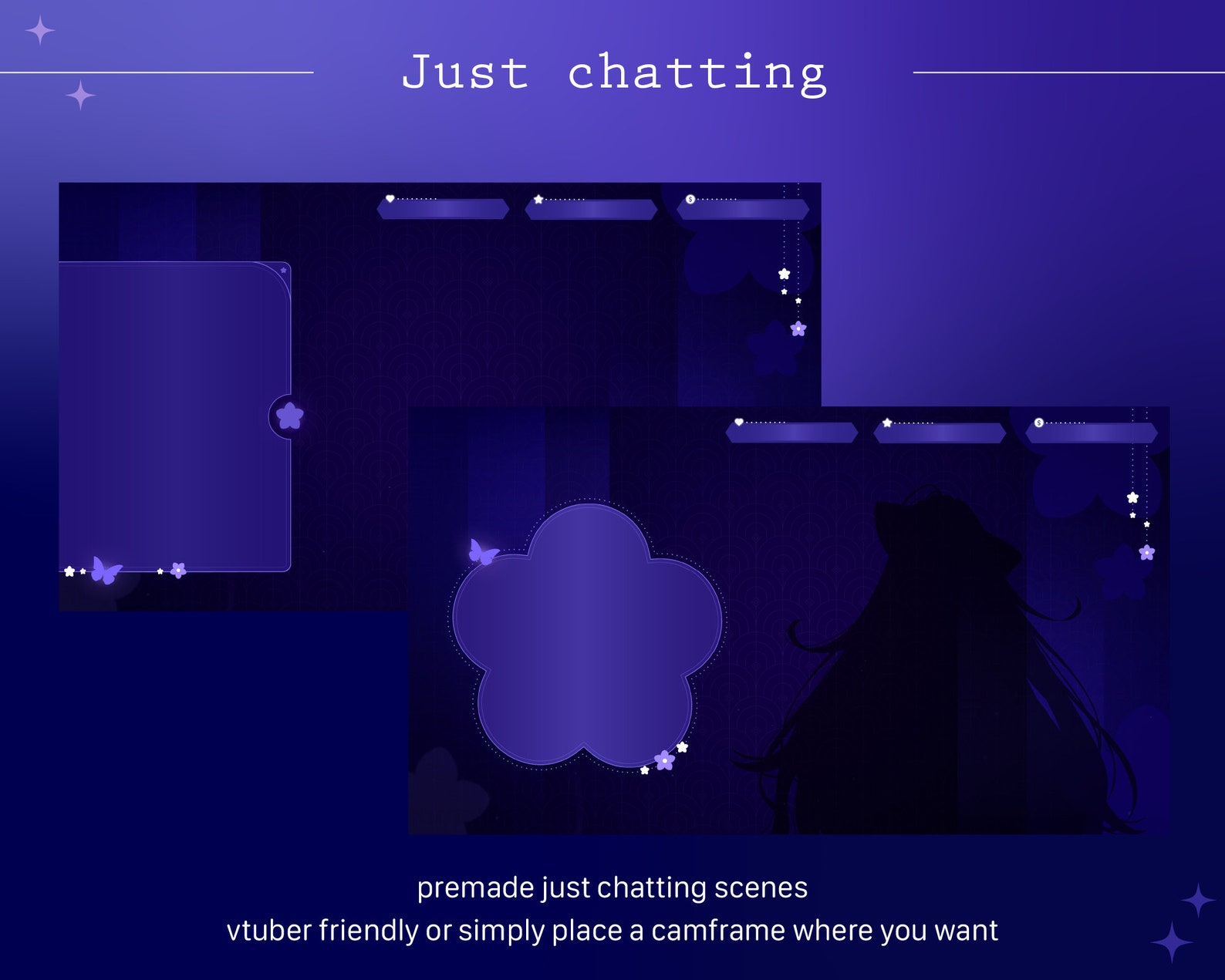 Animated Twitch Overlay Butterfly Dream Cute Flower Stream Package Dark ...