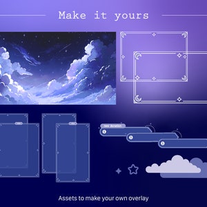 Animated Twitch Overlay Starry Night Dark Blue Cosmic Stars Stream Package Celestial Animated ...